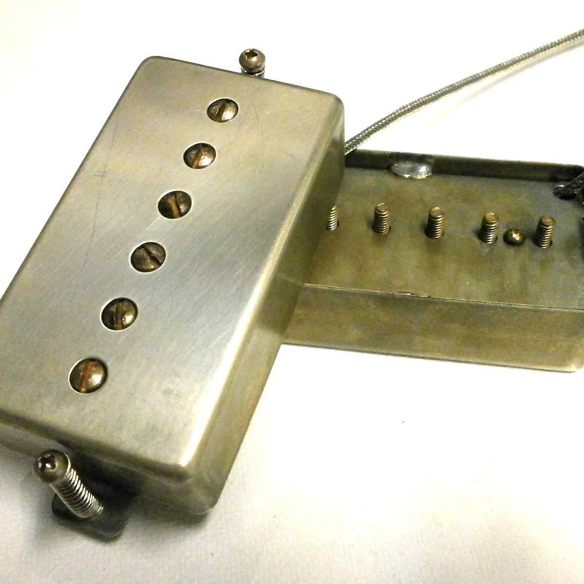 Humbucker Sized P90 Pickups SET BLACK INSERT / CHROME COVER PAF Size ...
